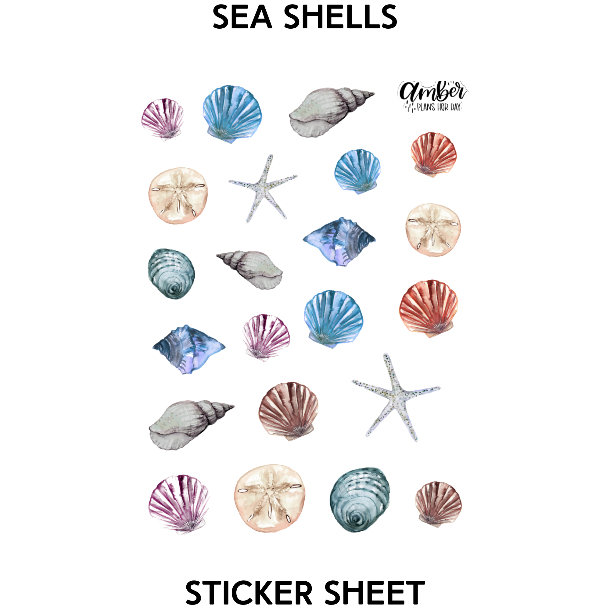 Sea Shells Sticker Sheet – Amber Plans Her Day