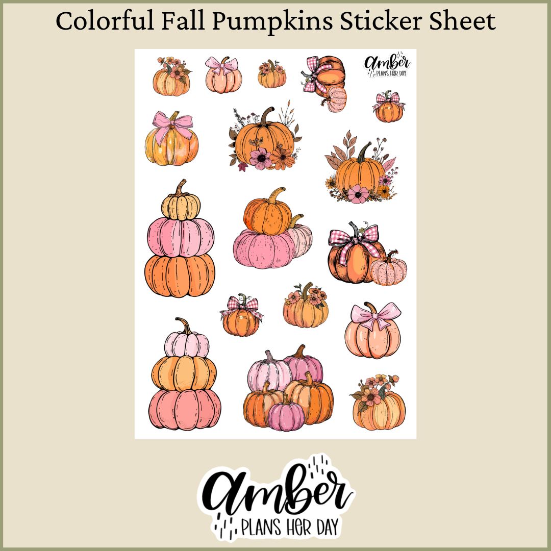 Colorful Fall Pumpkins Sticker Sheet – Amber Plans Her Day