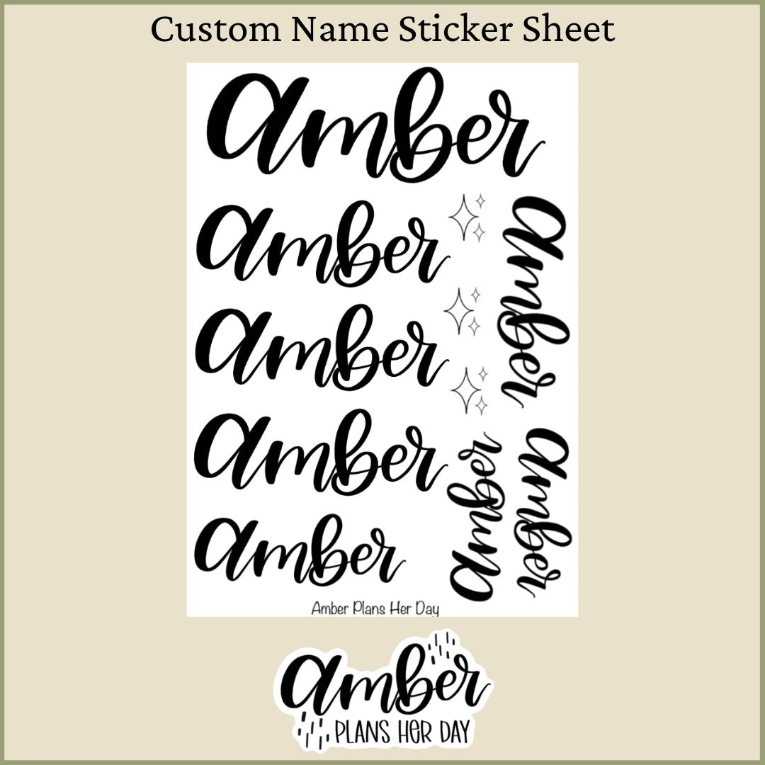 Custom Name Sticker Sheet – Amber Plans Her Day