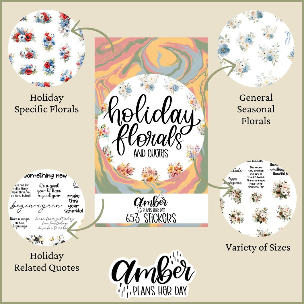 Holiday Florals and Quotes Sticker Book – Amber Plans Her Day