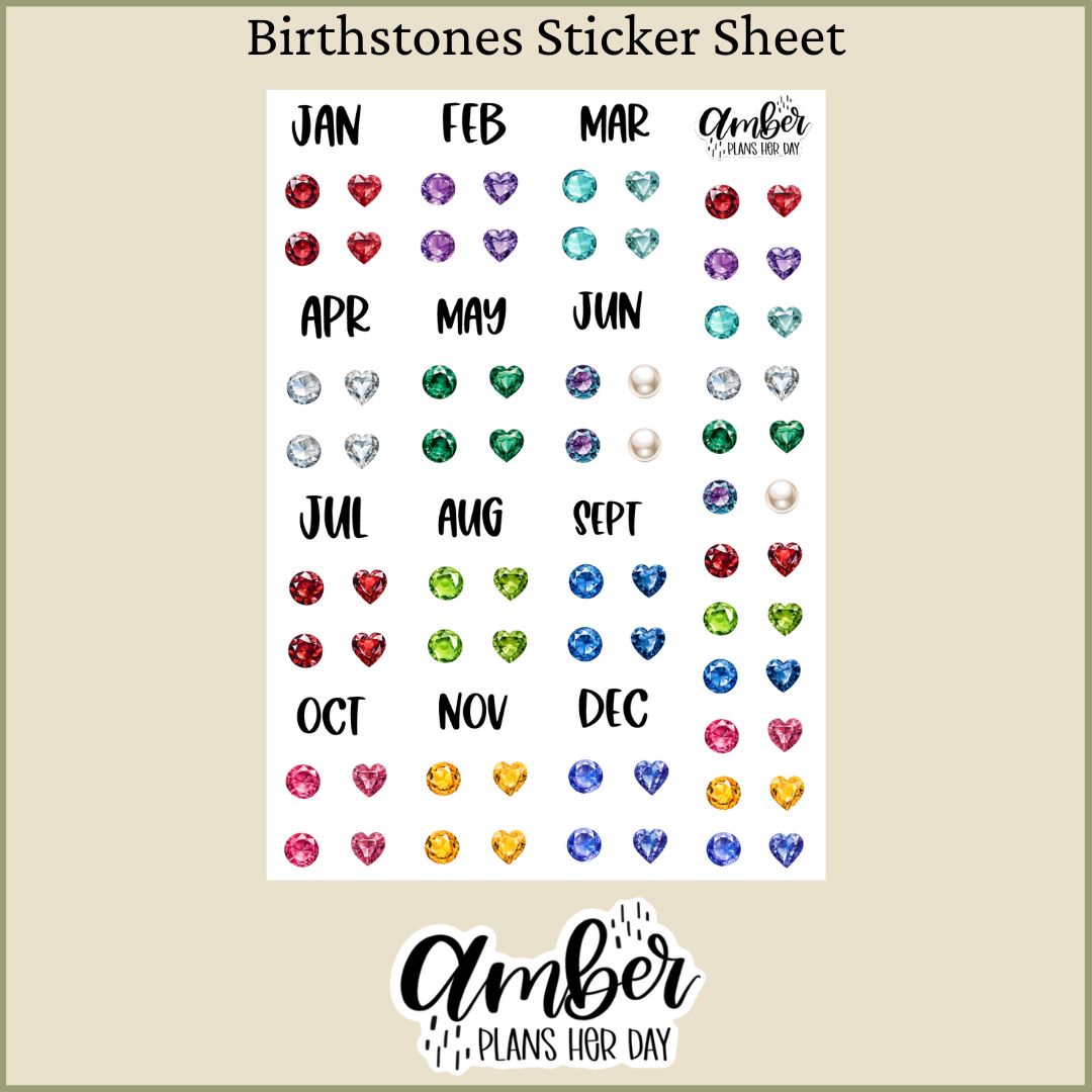 Birthstones Sticker Sheet – Amber Plans Her Day