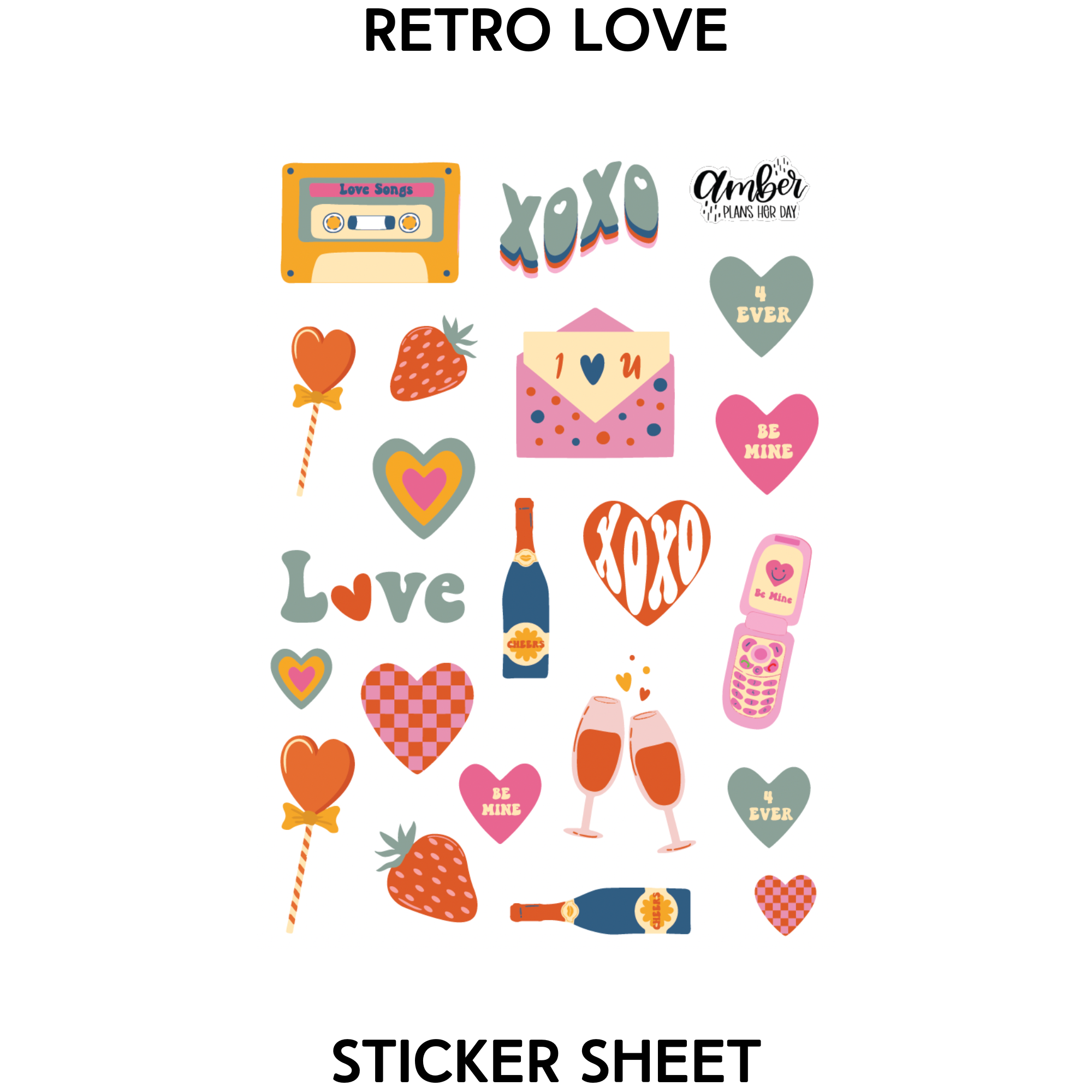 Retro Love Sticker Sheet – Amber Plans Her Day