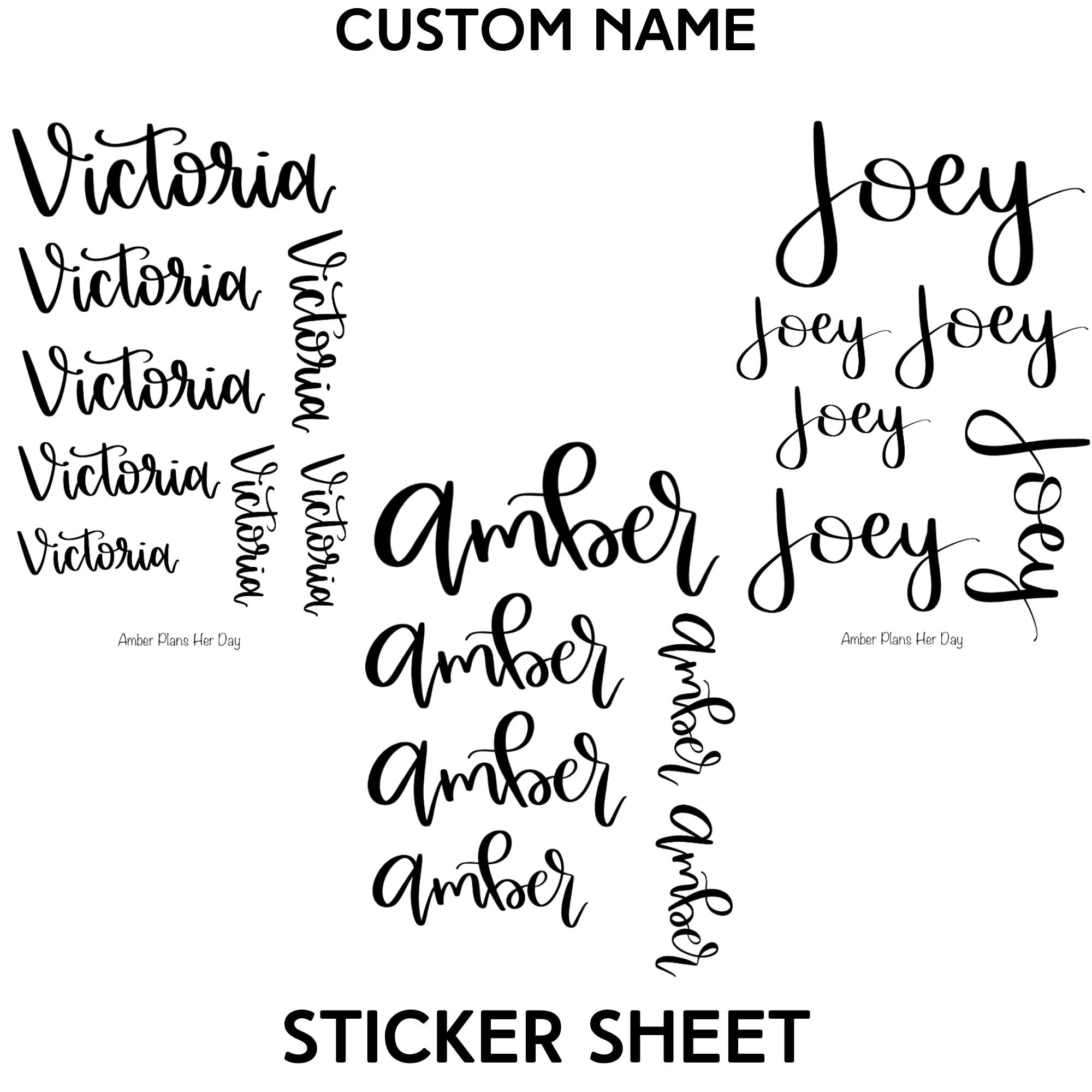 Custom Name Sticker Sheet – Amber Plans Her Day