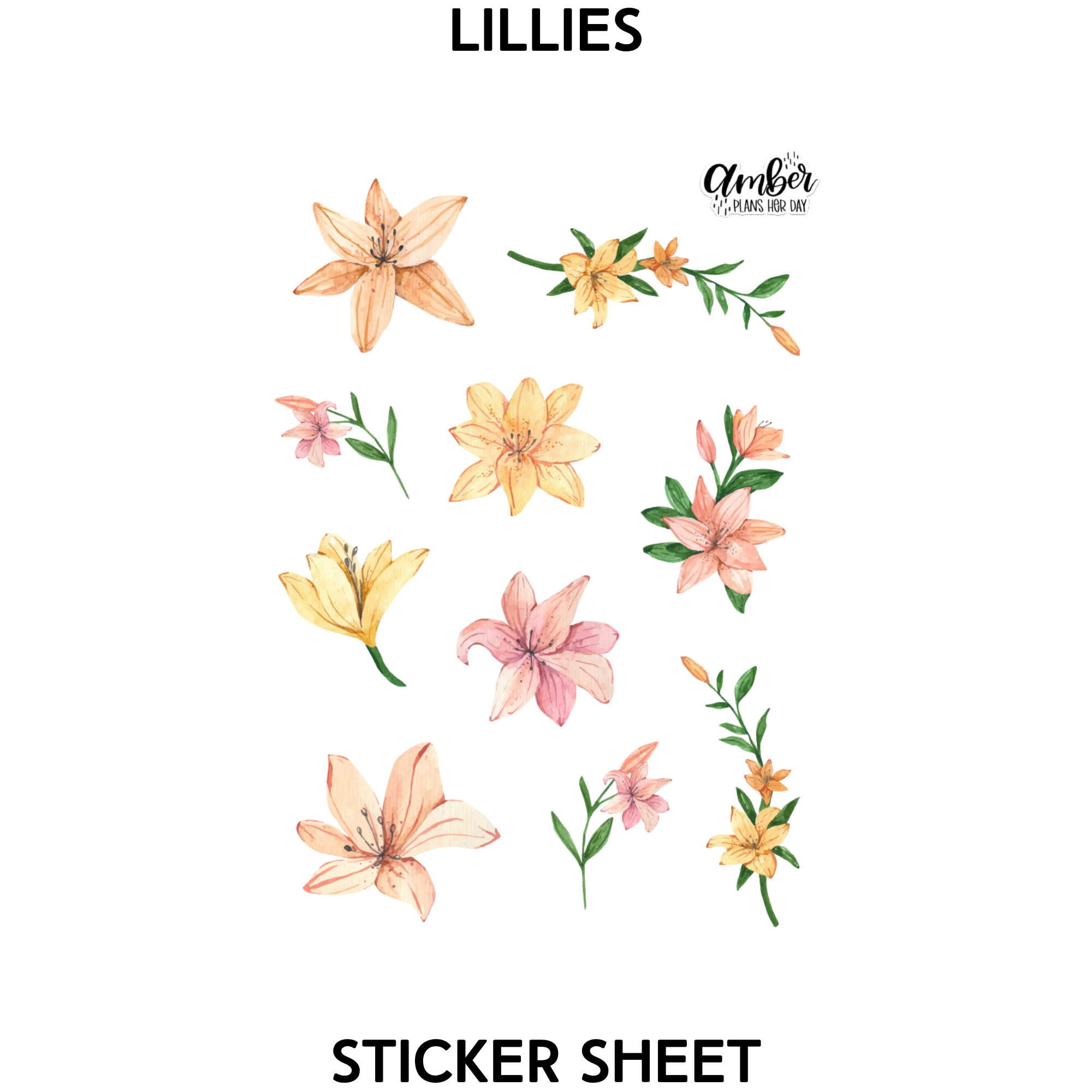 Lillies Sticker Sheet – Amber Plans Her Day