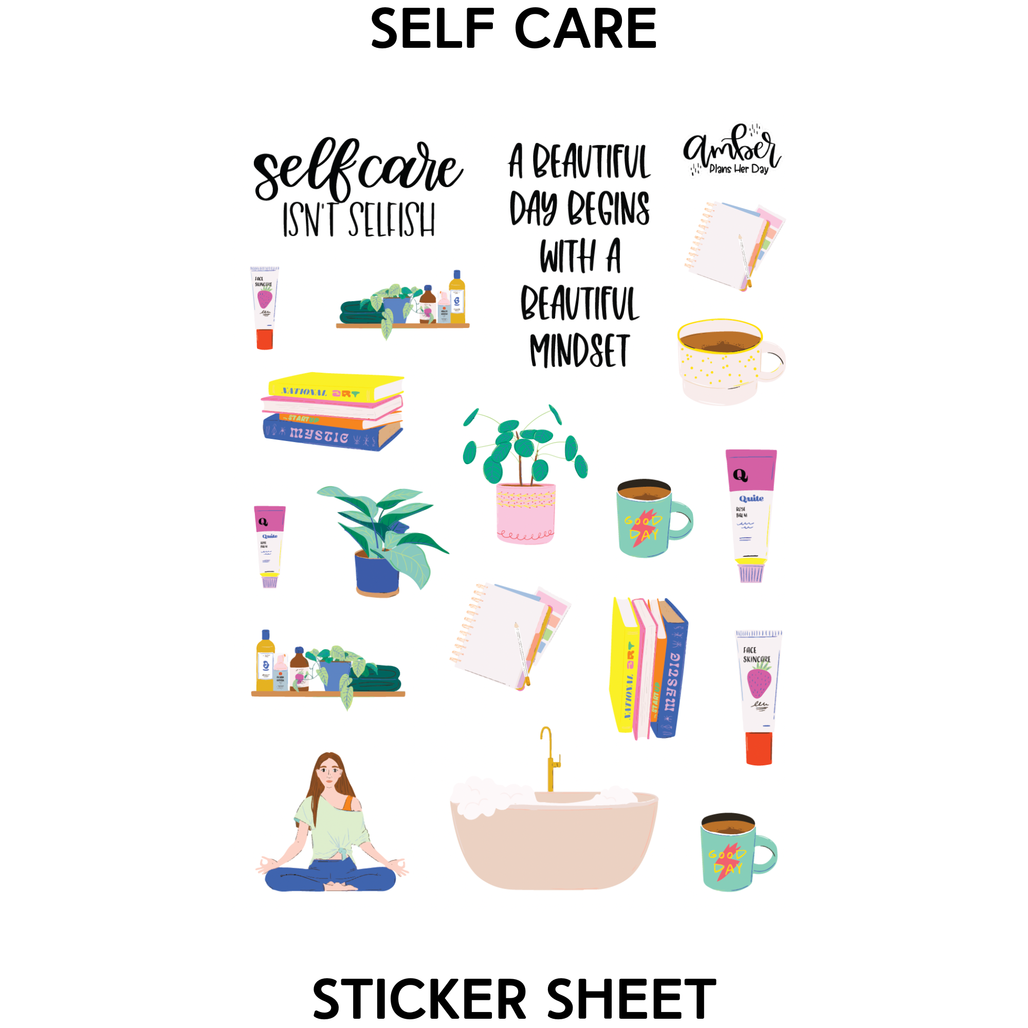 Self Care Sticker Sheet – Amber Plans Her Day