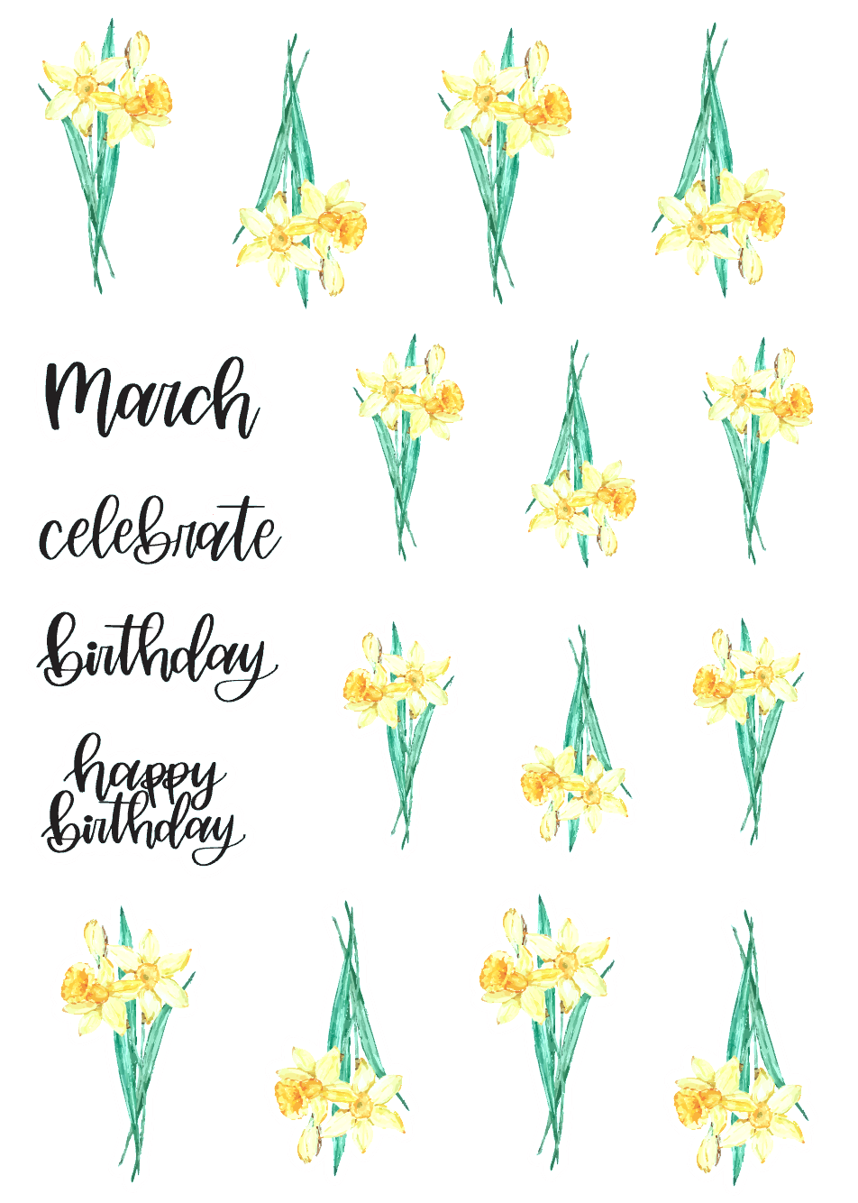 March Birth Monthly Florals Sticker Sheet – Amber Plans Her Day